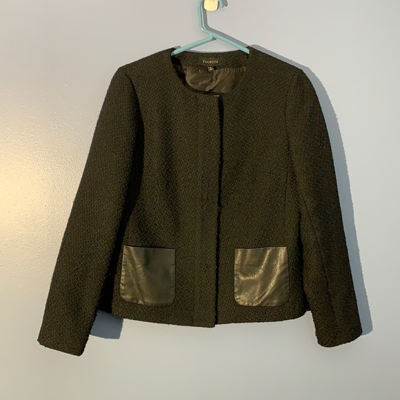 Talbots | Jackets & Coats | Black Talbots Jacket With Faux Leather ...